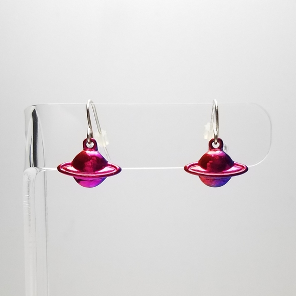 Jewelry | Iridescent Pink Green Saturn Planet Astro Solar System Small ...